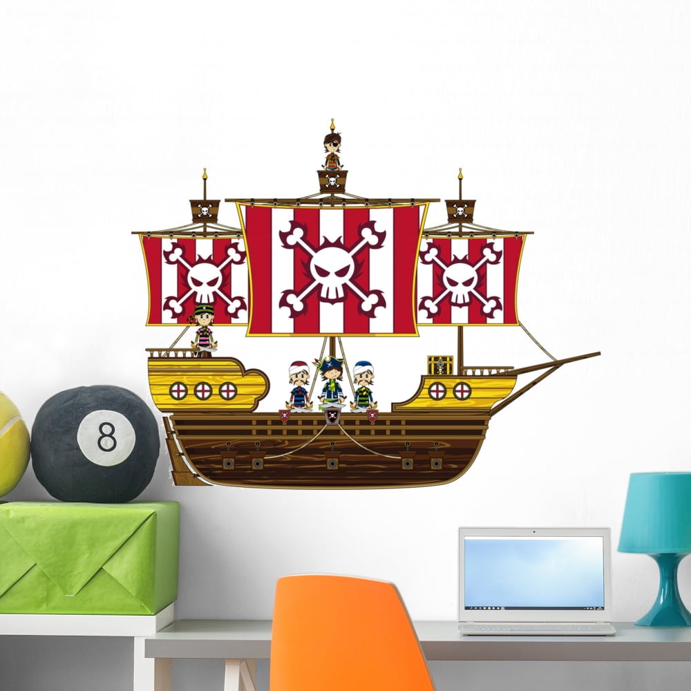 Cartoon Pirate Ship Wall Decal Wallmonkeys Peel and Stick Decals for ...