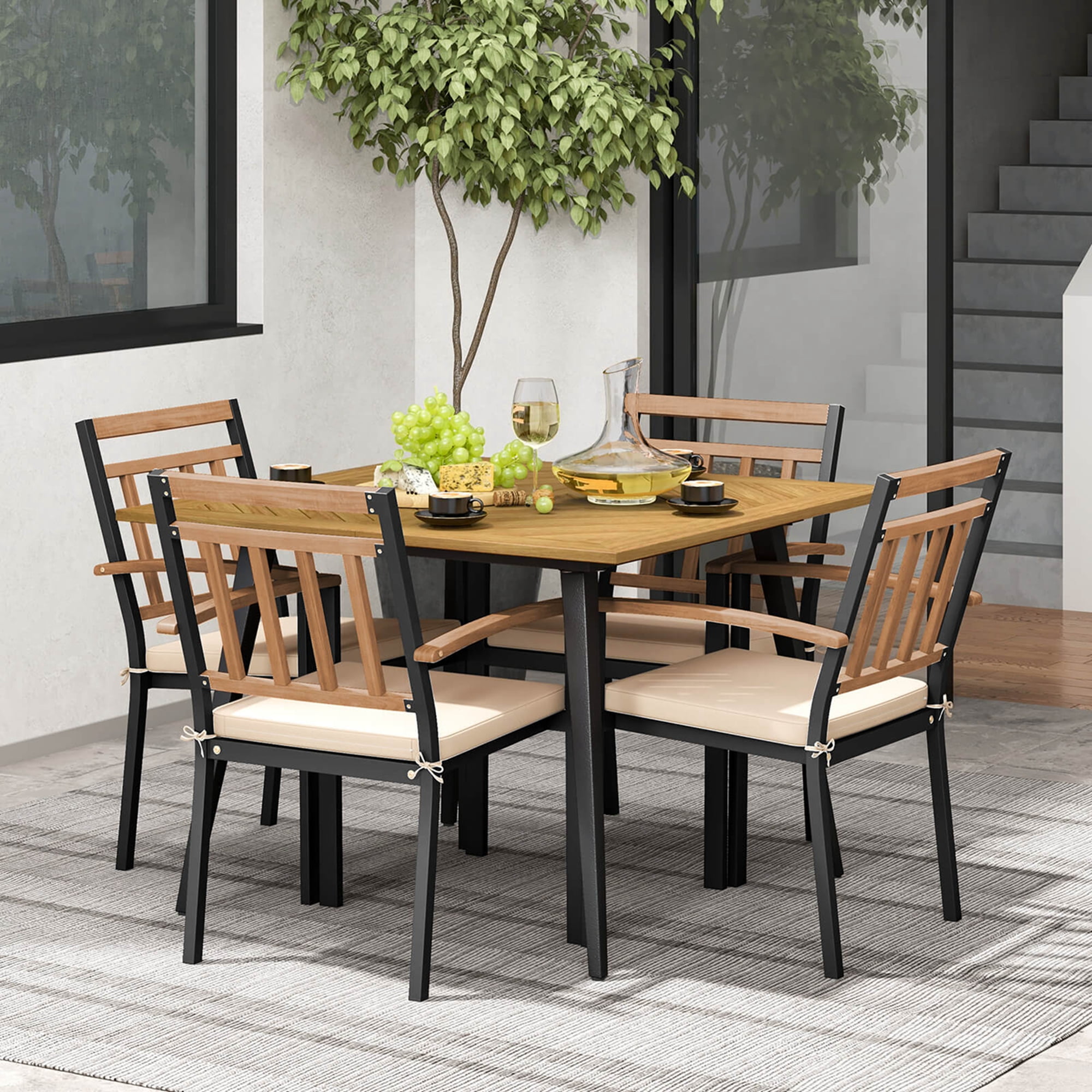 Click here for Costway 5 Pieces Patio Dining Set Outdoor Dining T... prices