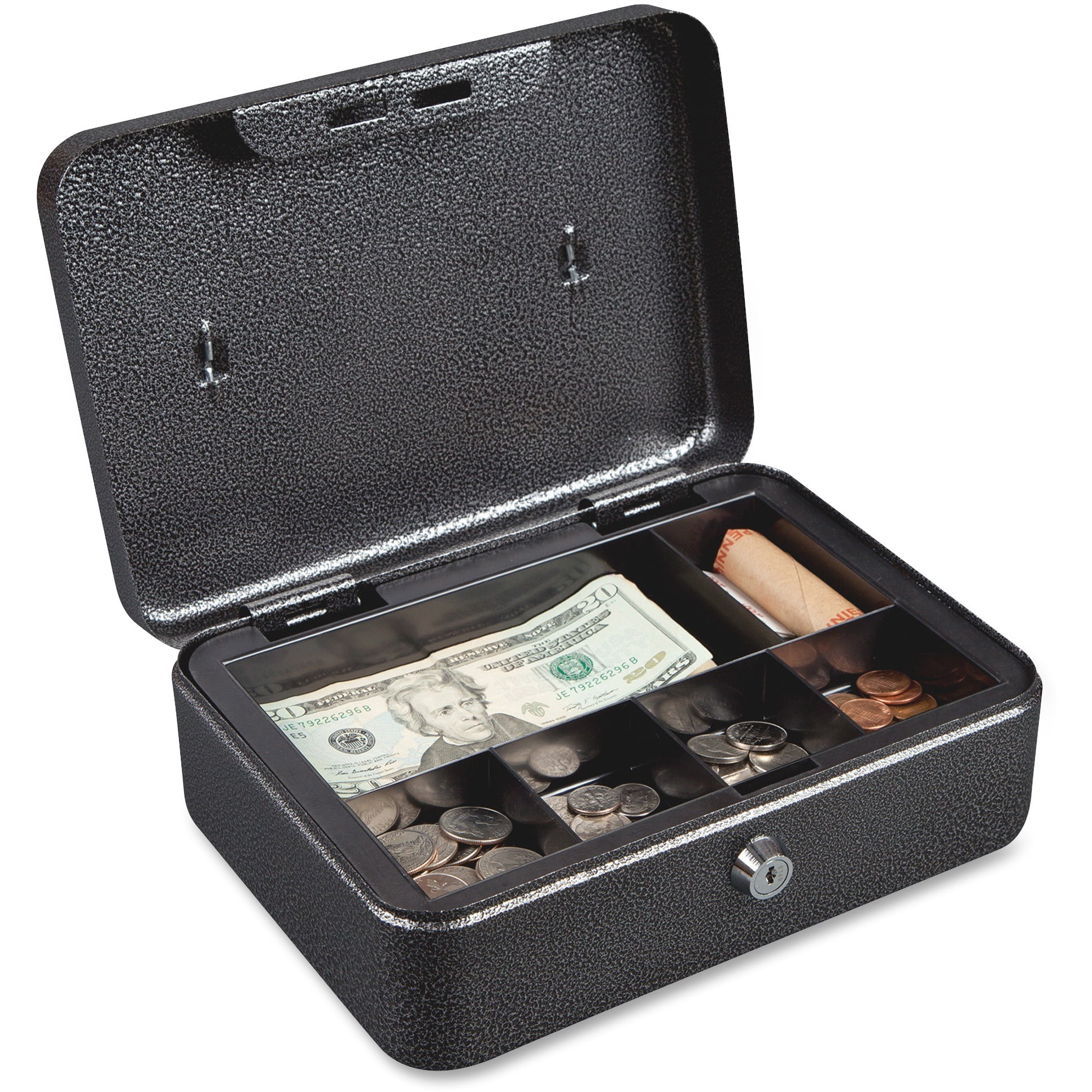 FireKing, FIRCB1007, 6 Compartment Locking Cash Box, 1 Each, Silver ...