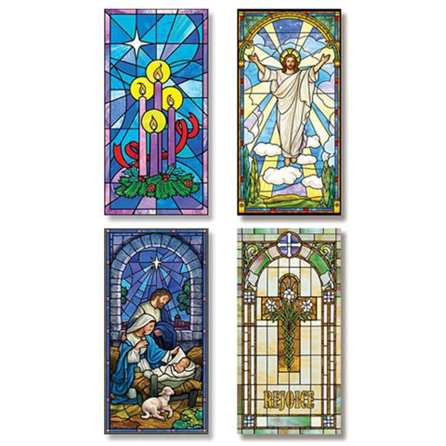Christian Brands Church Supply VC804 Stained Glass Banner Set - Walmart.com