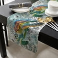 Coastal Turtle Table Runner 36 Inches Small, Farmhouse Ocean Nautical ...