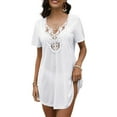 FOLUNSI Womens Plus size Swimsuit Cover Ups V Neck Lace Crochet Summer ...