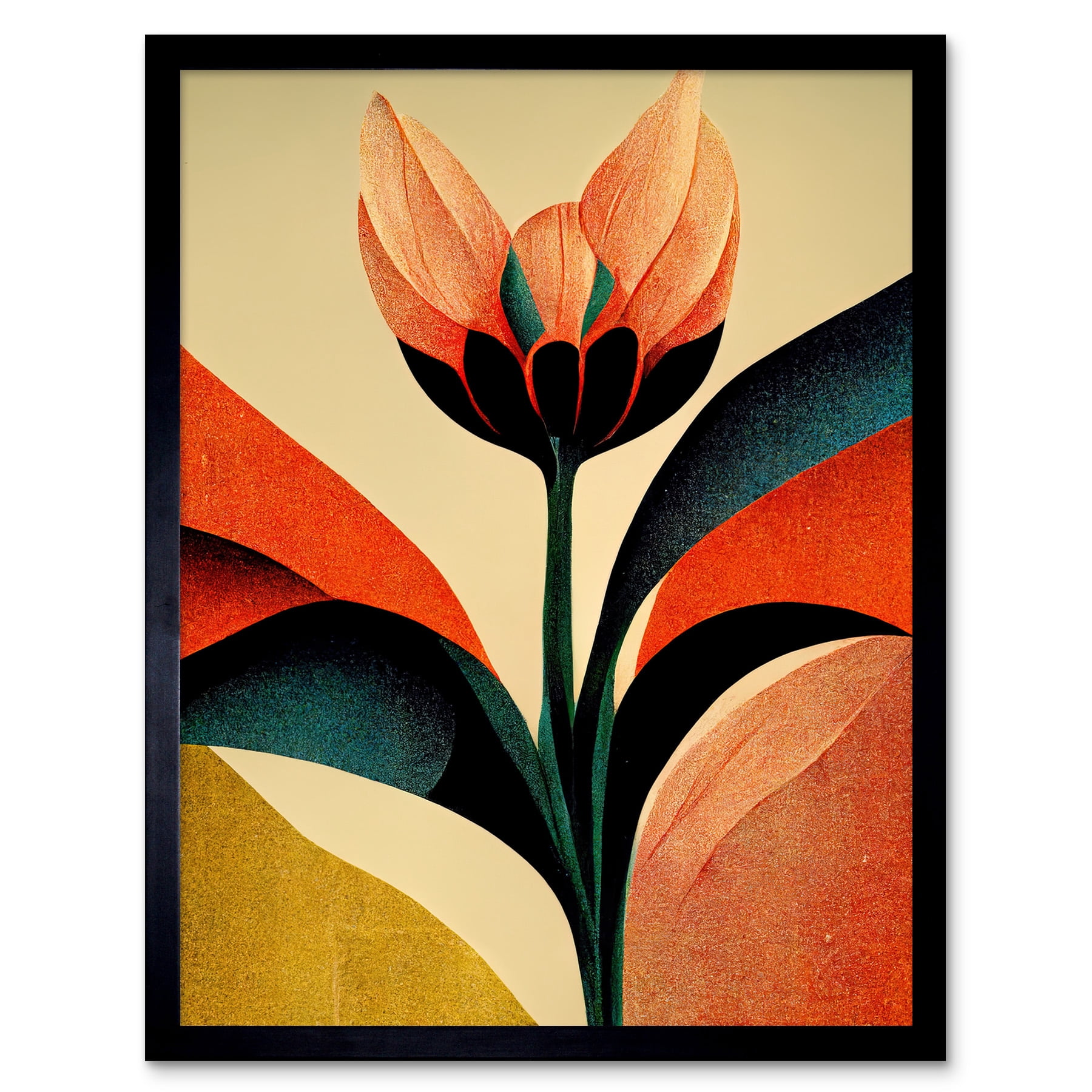 Abstract Flower Art Deco Symmetry Painting Art Print Framed Poster Wall ...
