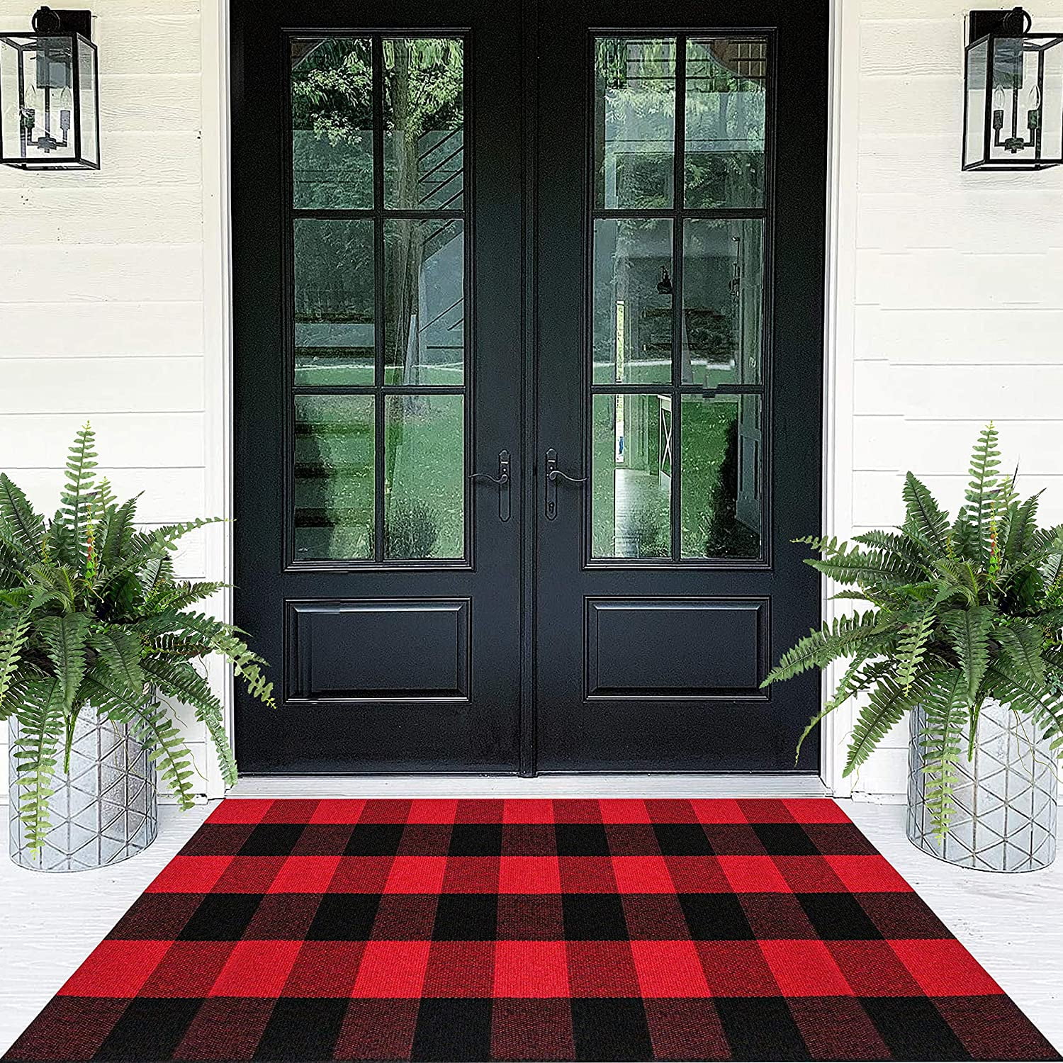 Click here for Geecy Welcome Mats For Front Door - Buffalo Plaid... prices