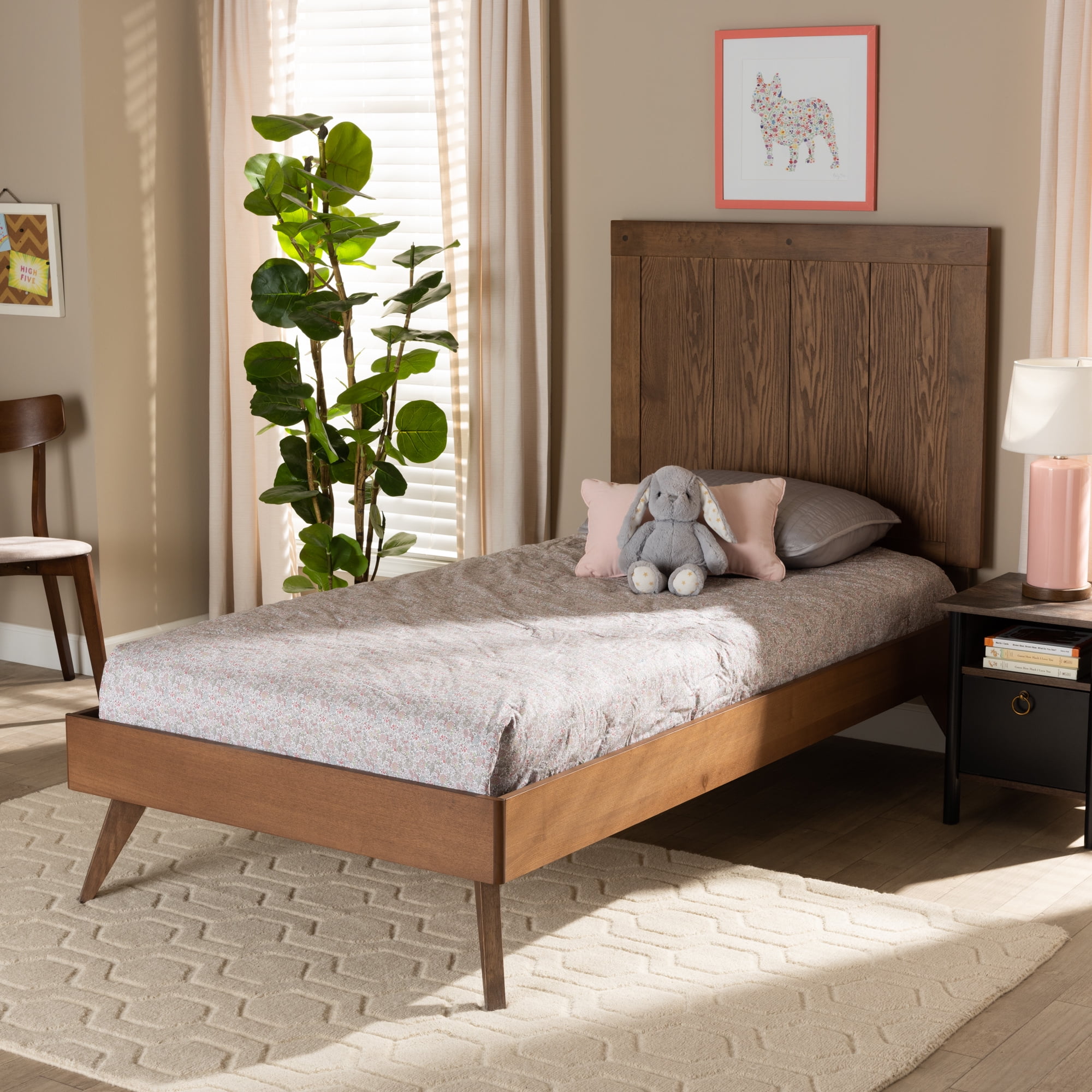 Baxton Studio Amira Transitional Wood Back Support Platform Bed, Twin ...