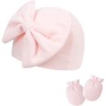 Beanies Cap No Scratch Mittens Set 0-6 Months Bow Caps Girls Boys Cute ...