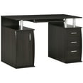 "HOMCOM 47"" Computer Desk, Keyboard Tray, Storage Drawers & Shelves ...