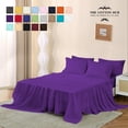 100% Pima Cotton Split-King Size 5-PCs Sheet Set (Stripe, Purple) Fits ...