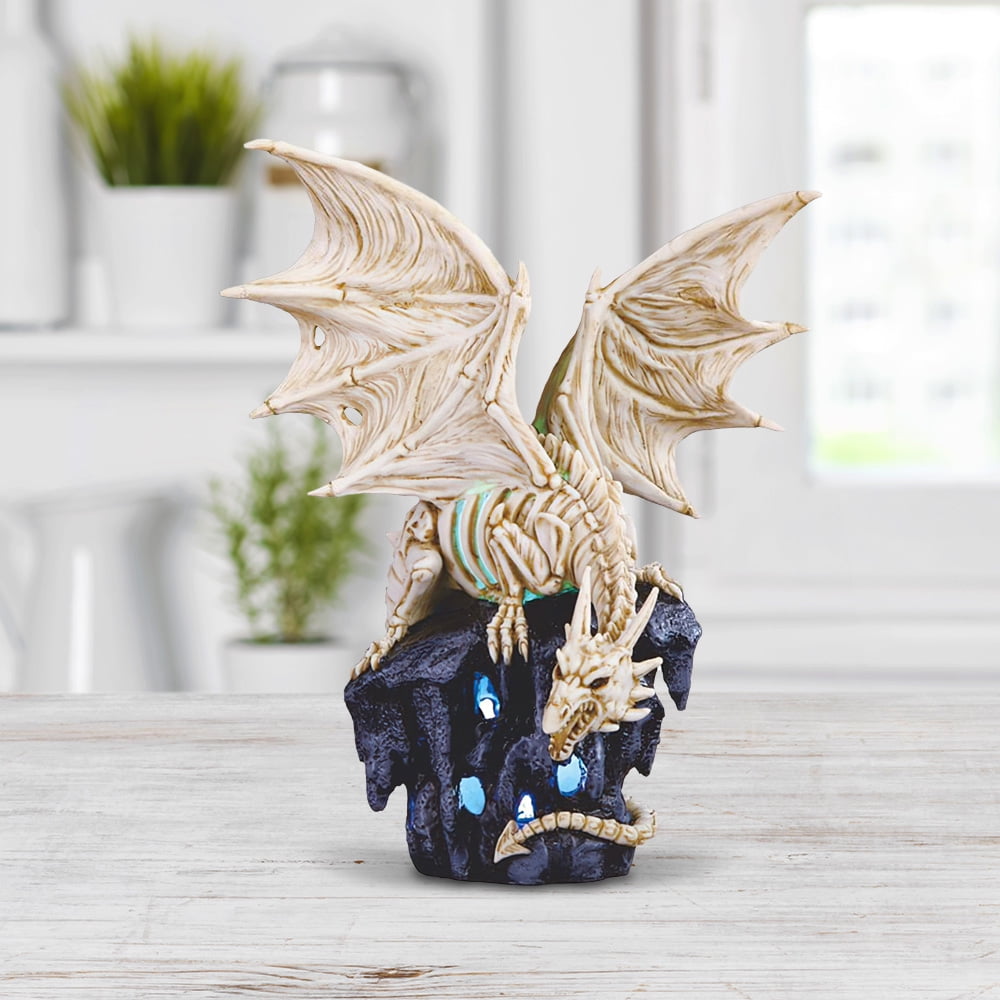 ICE ARMOR 11"H Dragon Skeleton on Rock Statue Fantasy Decoration ...