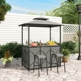 Costway 3-Piece Patio Bar Set, Tempered Glass Table, Mesh Stools ...