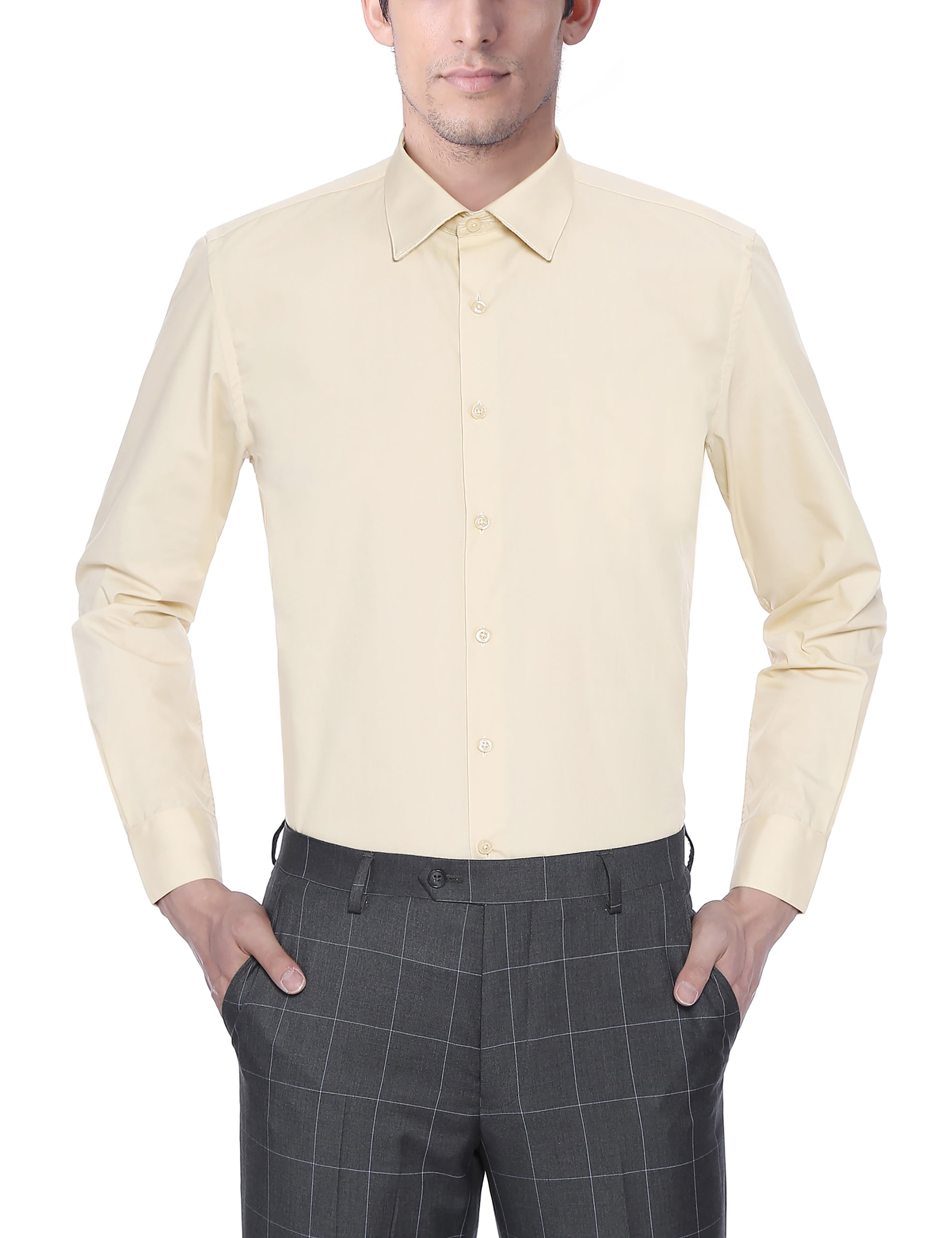 Mens Regular Fit Long Sleeve Solid Dress Shirt