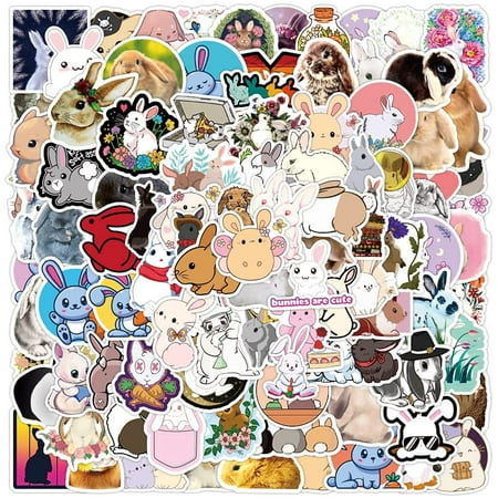 100 Pieces Cute Animal Rabbit Stickers, Cute Vsco Vinyl Aesthetic ...