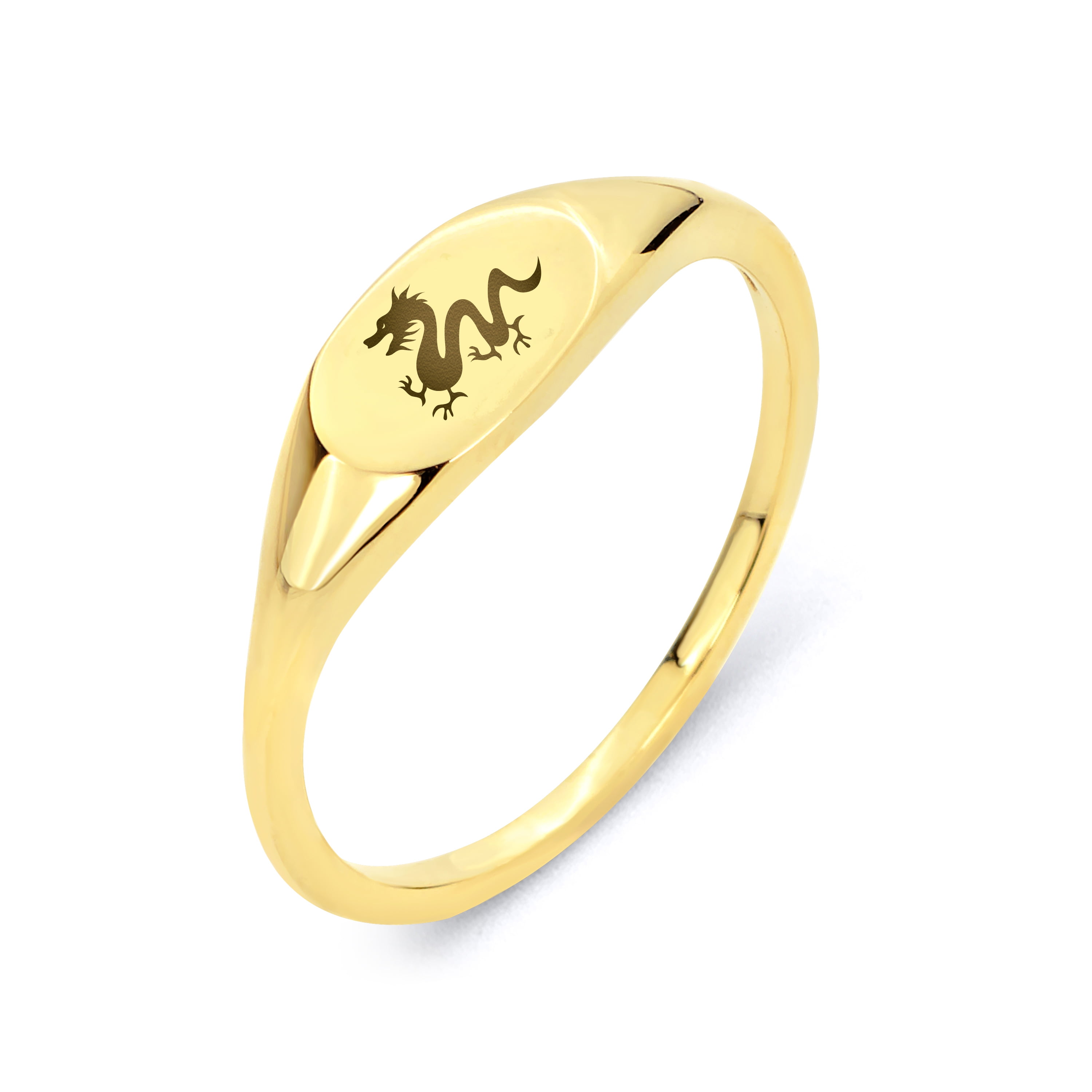 10k Yellow Gold Chinese Zodiac Signet Ring - Solid Gold Year of the ...