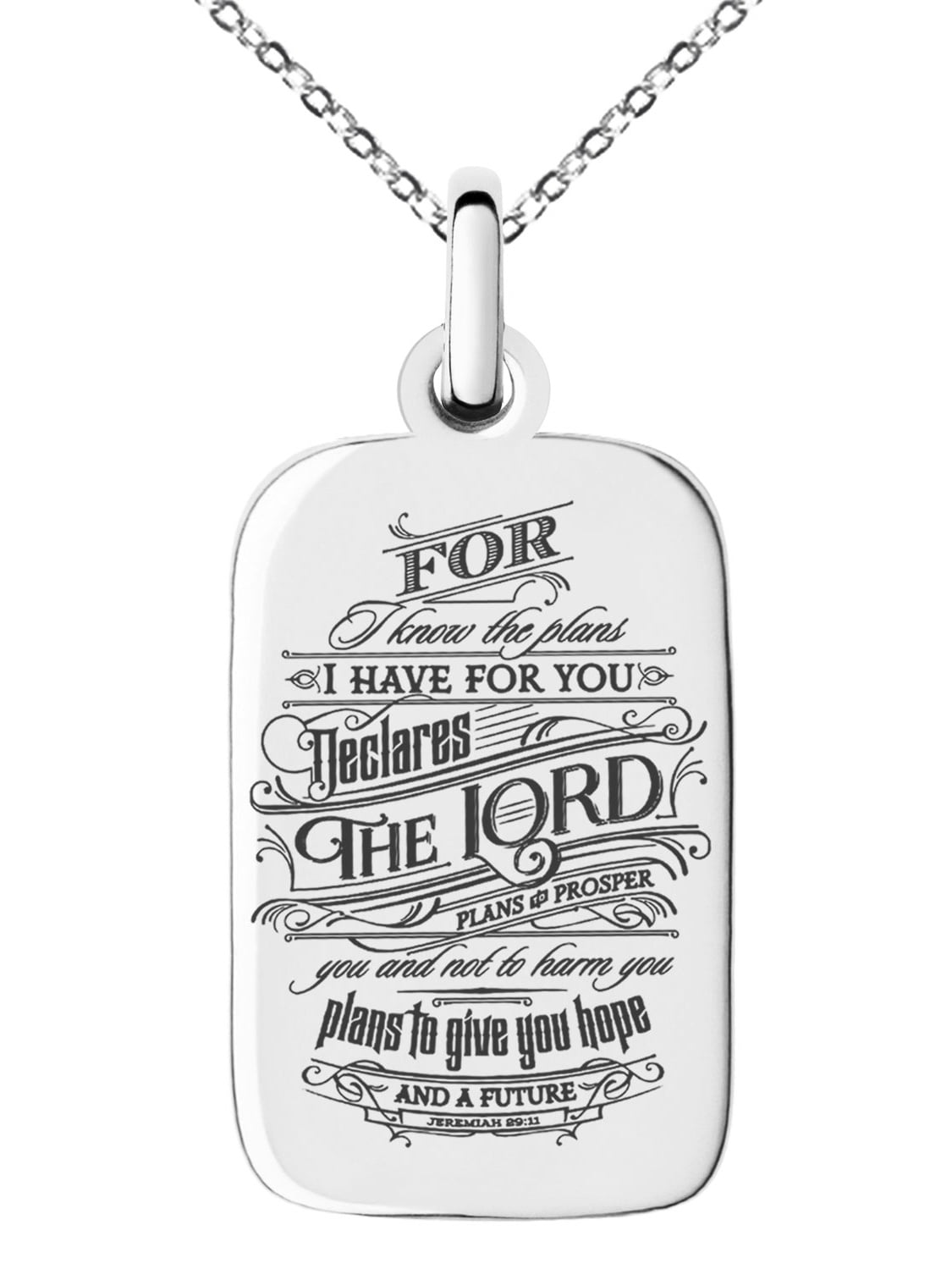Stainless Steel Hope & Future Jeremiah 29:11 Engraved Small Rectangle ...