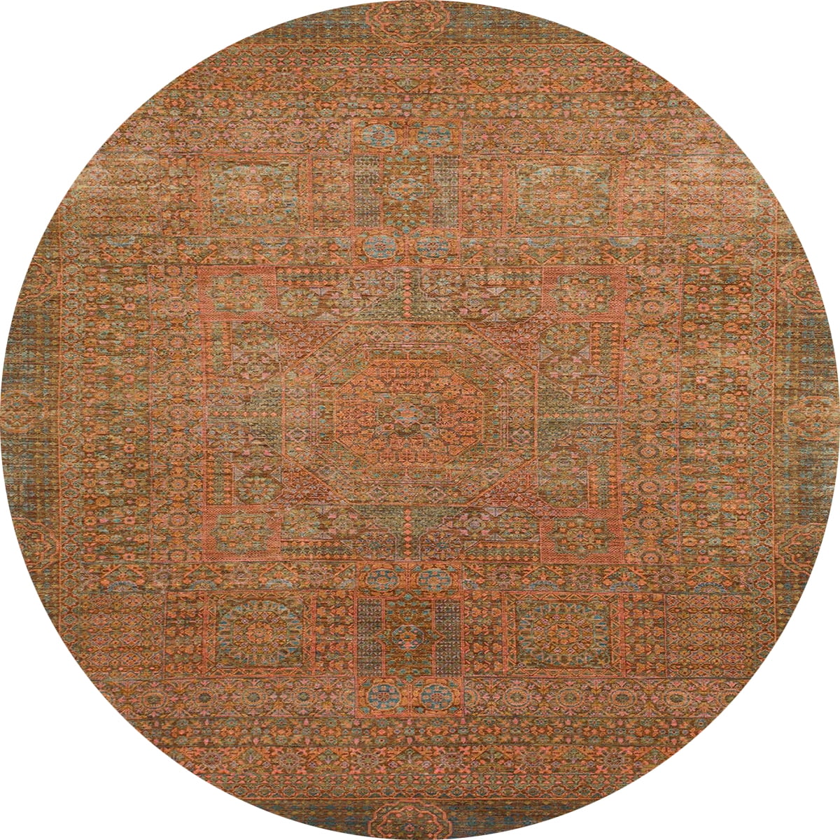 Ahgly Company Indoor Round Abstract Chocolate Brown Oriental Area Rugs ...