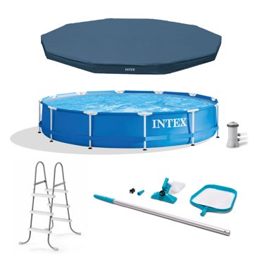 "Intex 15'x42"" Prism Frame Above Ground Pool Set with Steel Ladder ...