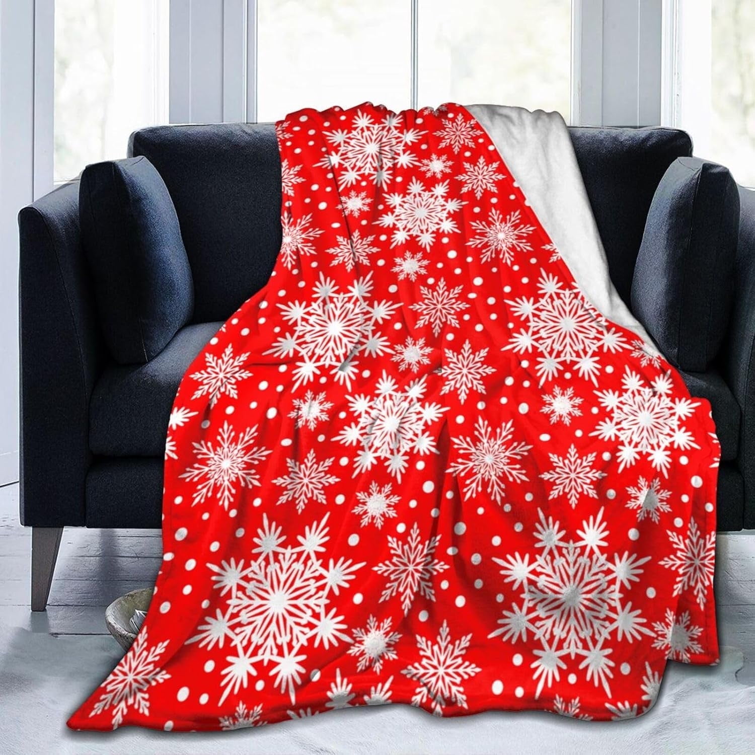 Click here for Aokoyi Winter Snowflakes Red Snow Throw Blanket Ul... prices