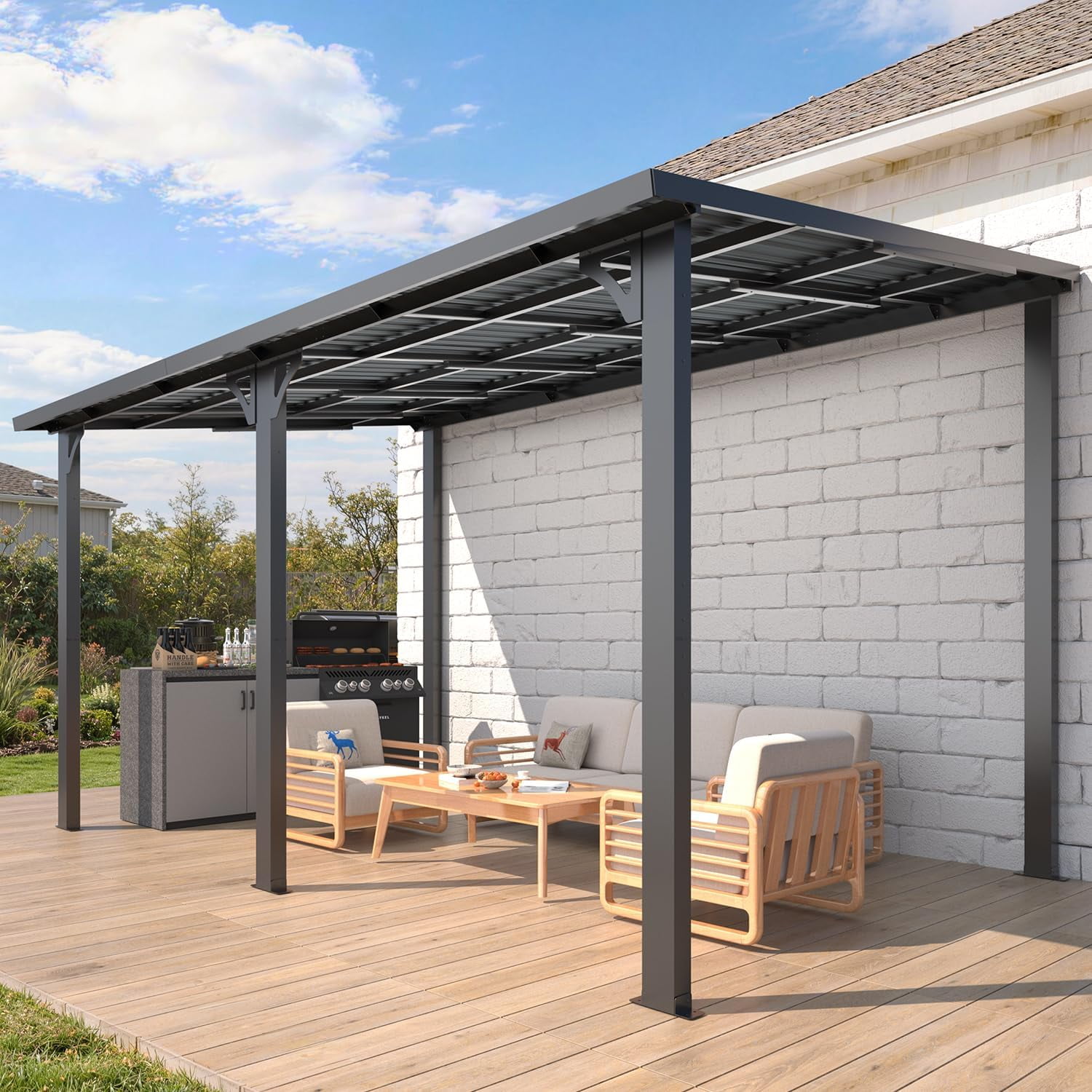 Click here for Aecojoy 14 X 8 Hardtop Patio Gazebo Wall Mounted... prices