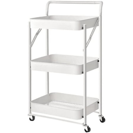 Foldable 3 Tier Rolling Cart, Mobile Folding Metal Cart, Rolling ...