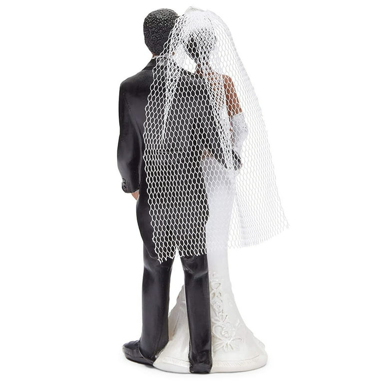 Black Bride And White Groom Wedding Cake Toppers