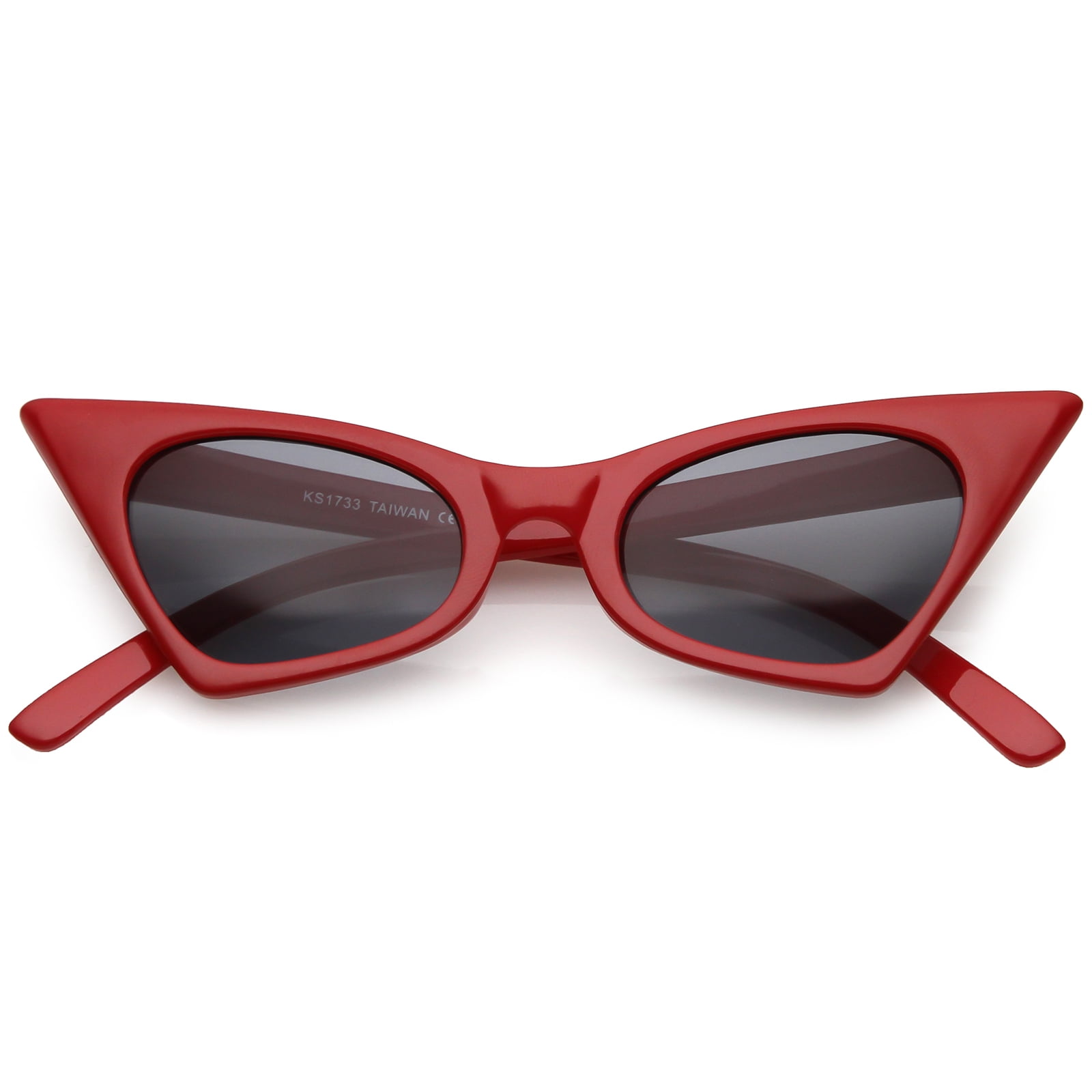Retro Small High Pointed Sunglasses Neutral Colored Oval Lens 46mm (Red ...