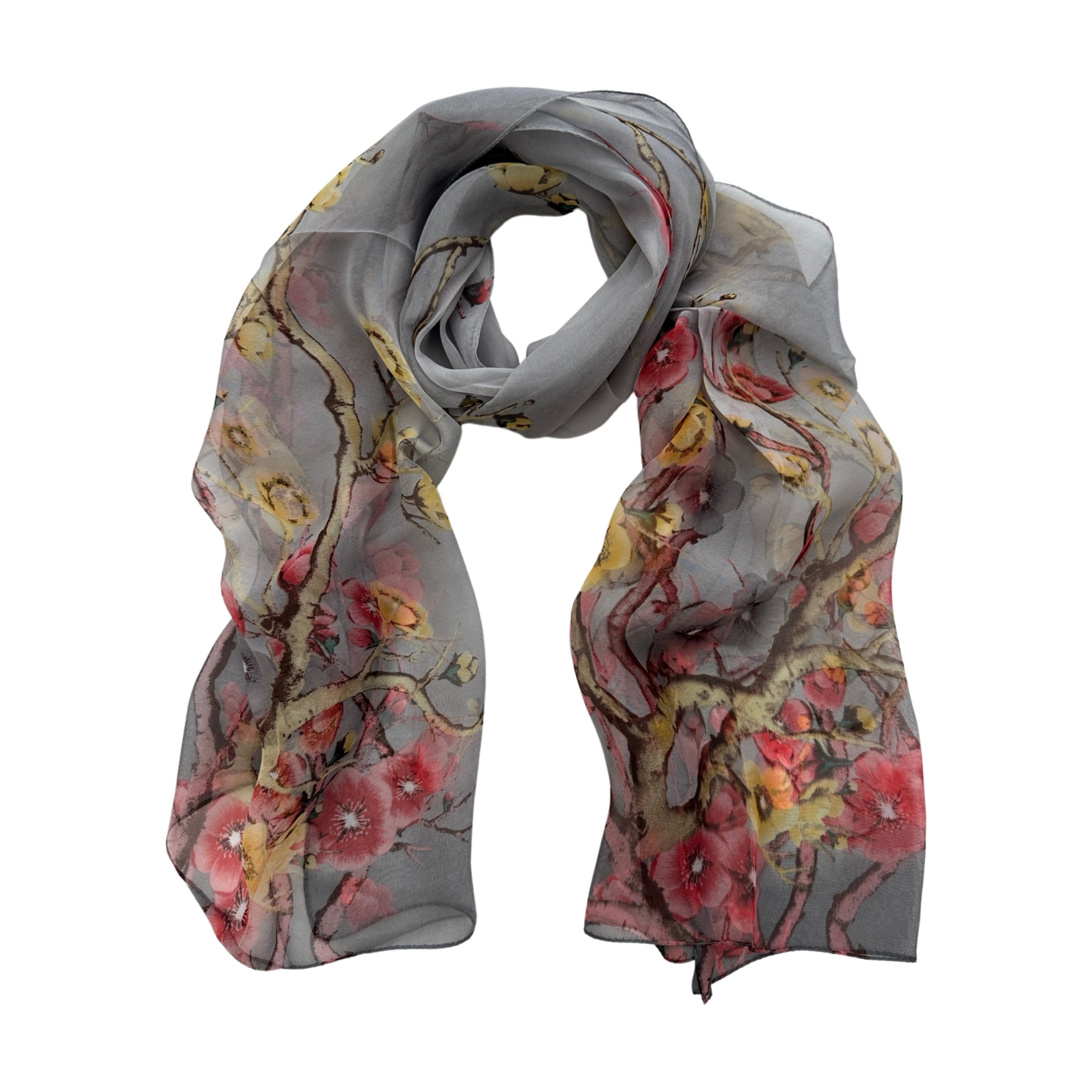 Wrapables Lightweight Sheer Silky Feeling Georgette Scarf, Blossoms on ...