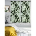 Abstract Dark Green Palm Leaves Chiffon Sheer Curtains 72 Inches Long ...