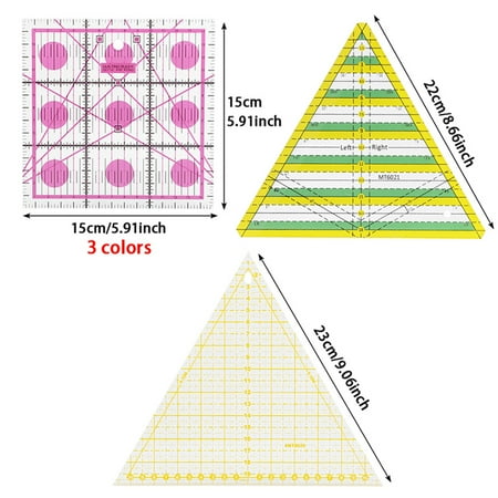 Acrylic Triangle Ruler 3-colour Transparent Firm Easy Equals Measuring ...