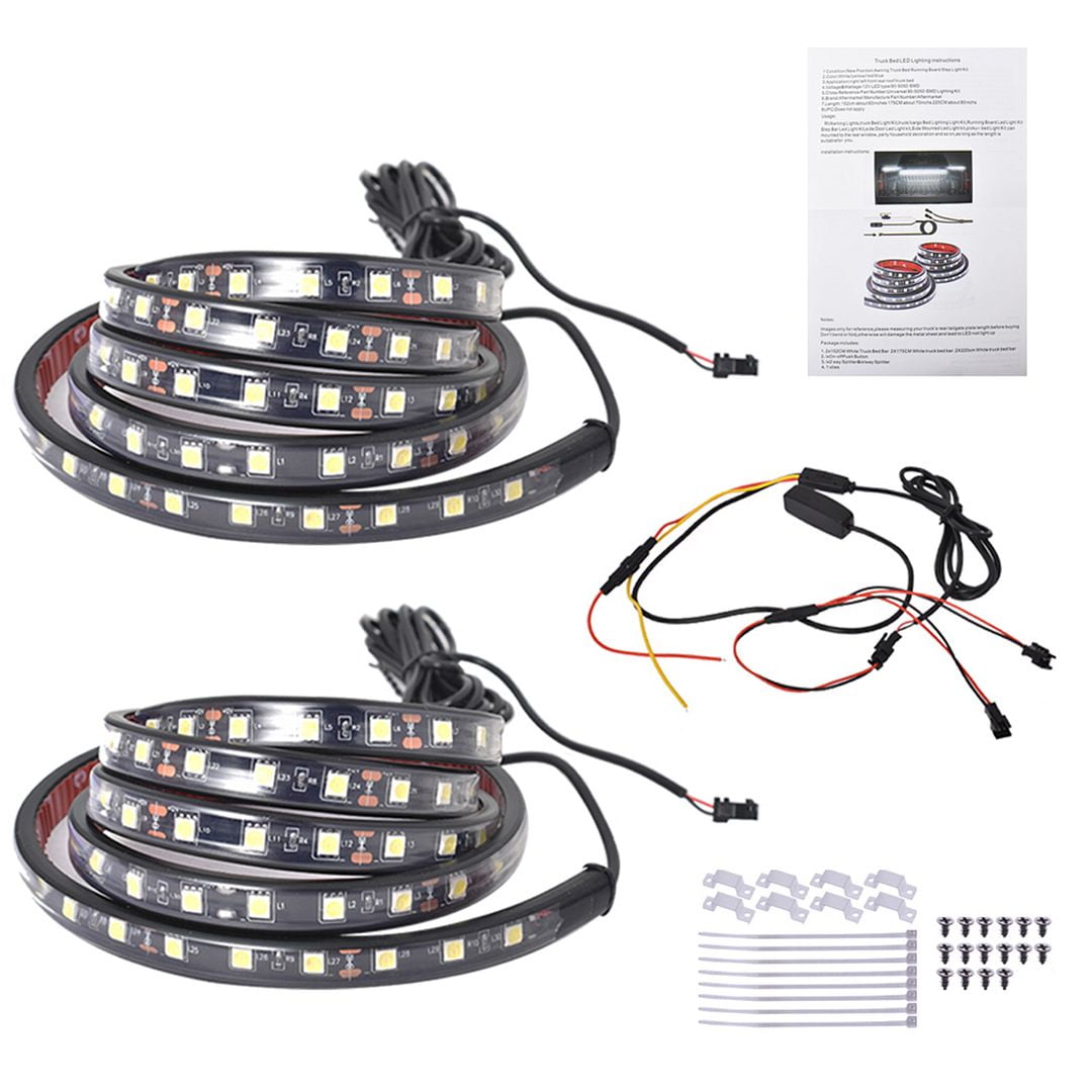 2 Pieces 60" White LED Pickup Truck Bed Light Kit w/Switch Super Bright ...