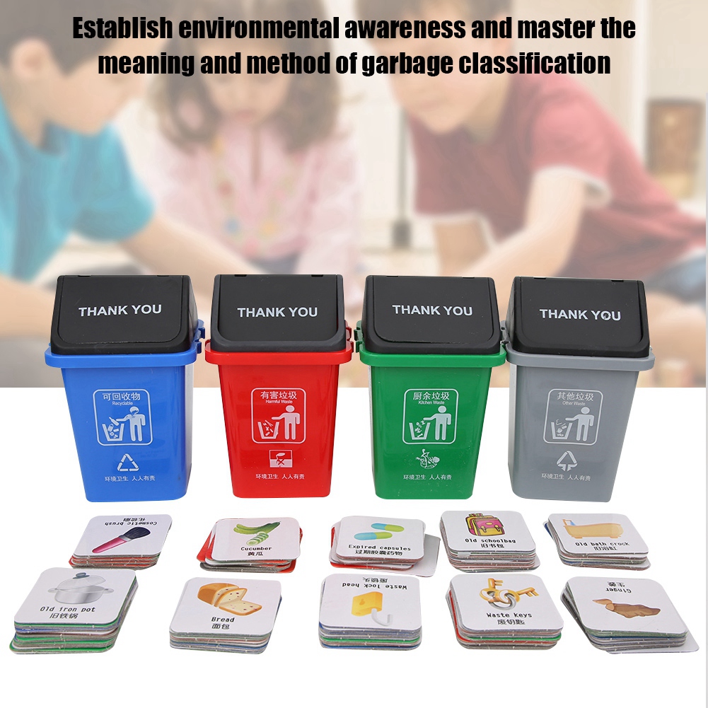 Fosa 4 pcs Mini Kids Garbage Classification Learning Trash Truck Can ...