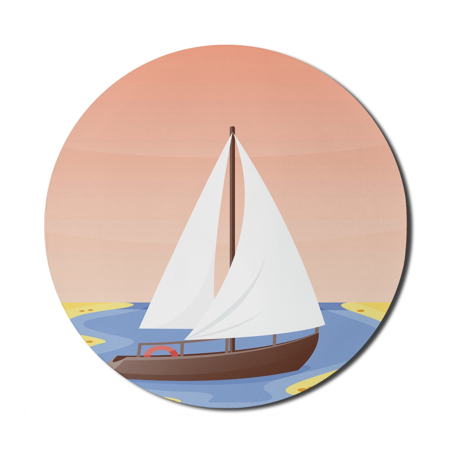 Marine Mouse Pad for Computers, Sailboat in a Cove on Pastel Backdrop ...