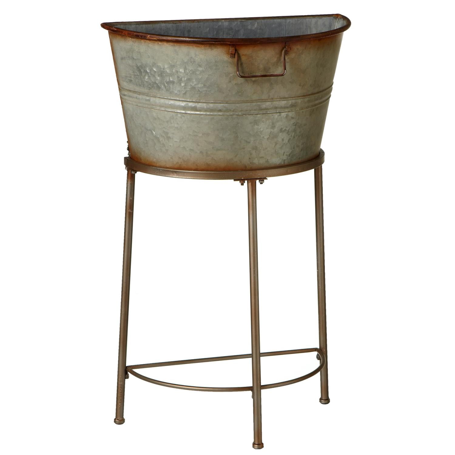 CBK Metal Washed Galvanized Half Circle Plant Stand 158551 - Walmart.com