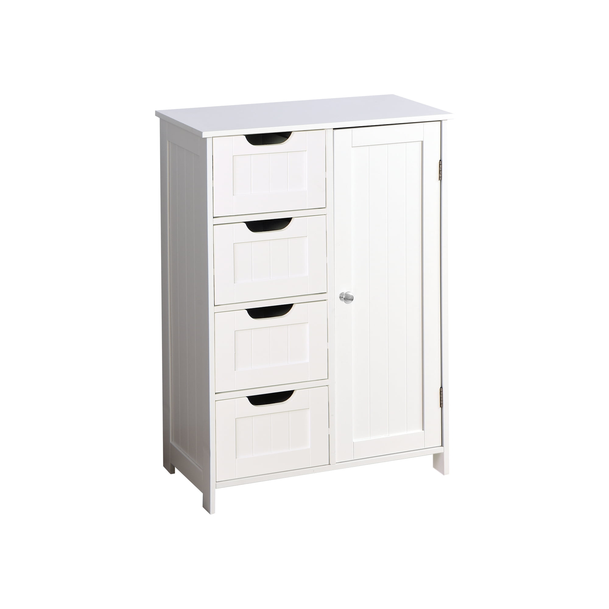White Bathroom Storage Cabinet, Floor Cabinet With Adjustable Shelf And ...