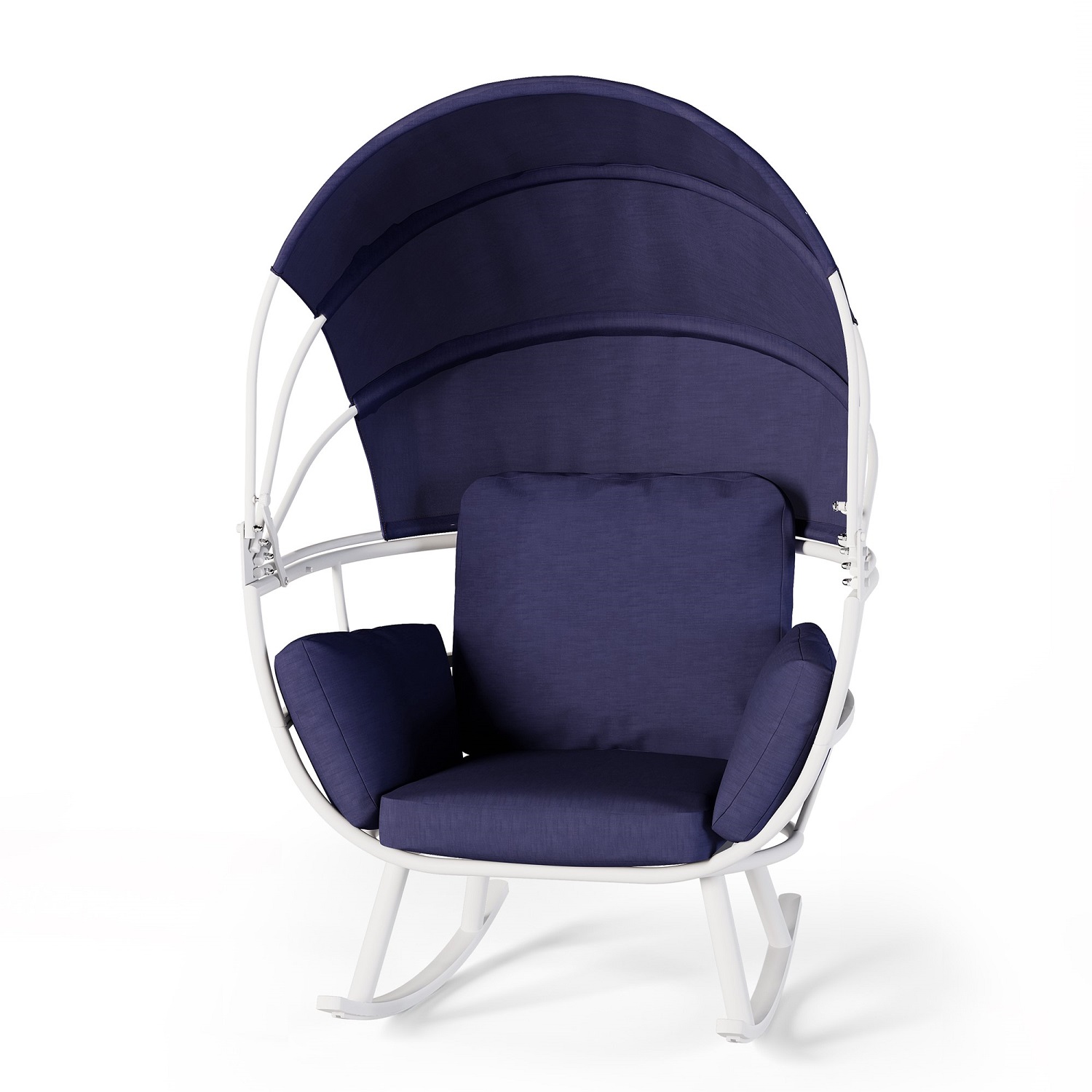 Pellebant Egg Rocking Chair Outdoor Aluminum Lounge in Navy Blue Finish ...