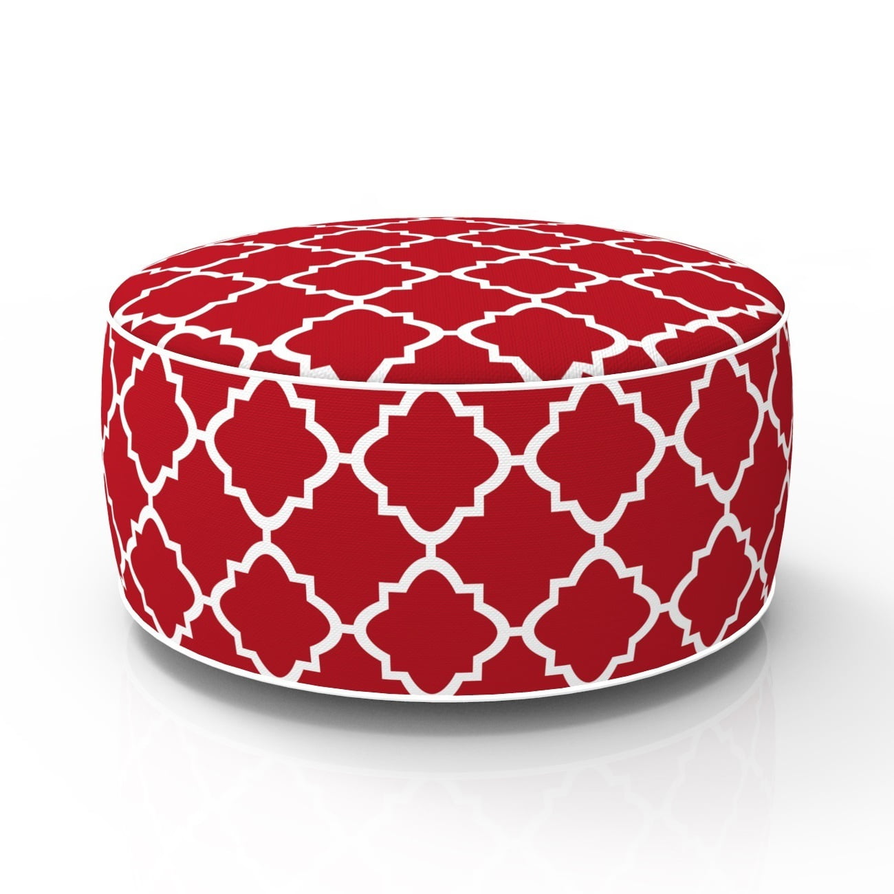 FBTS Prime 21x21x9 inch Round Red Geometric Fabric Indoor Outdoor ...