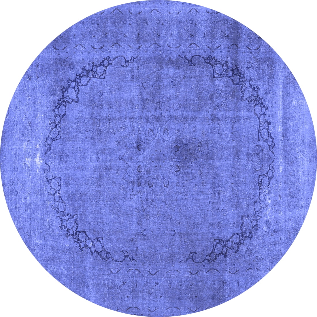 Ahgly Company Machine Washable Indoor Round Abstract Blue Contemporary ...