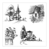 Retro Village View Stamp Clear House Stamp Reusable Silicone Stamper ...