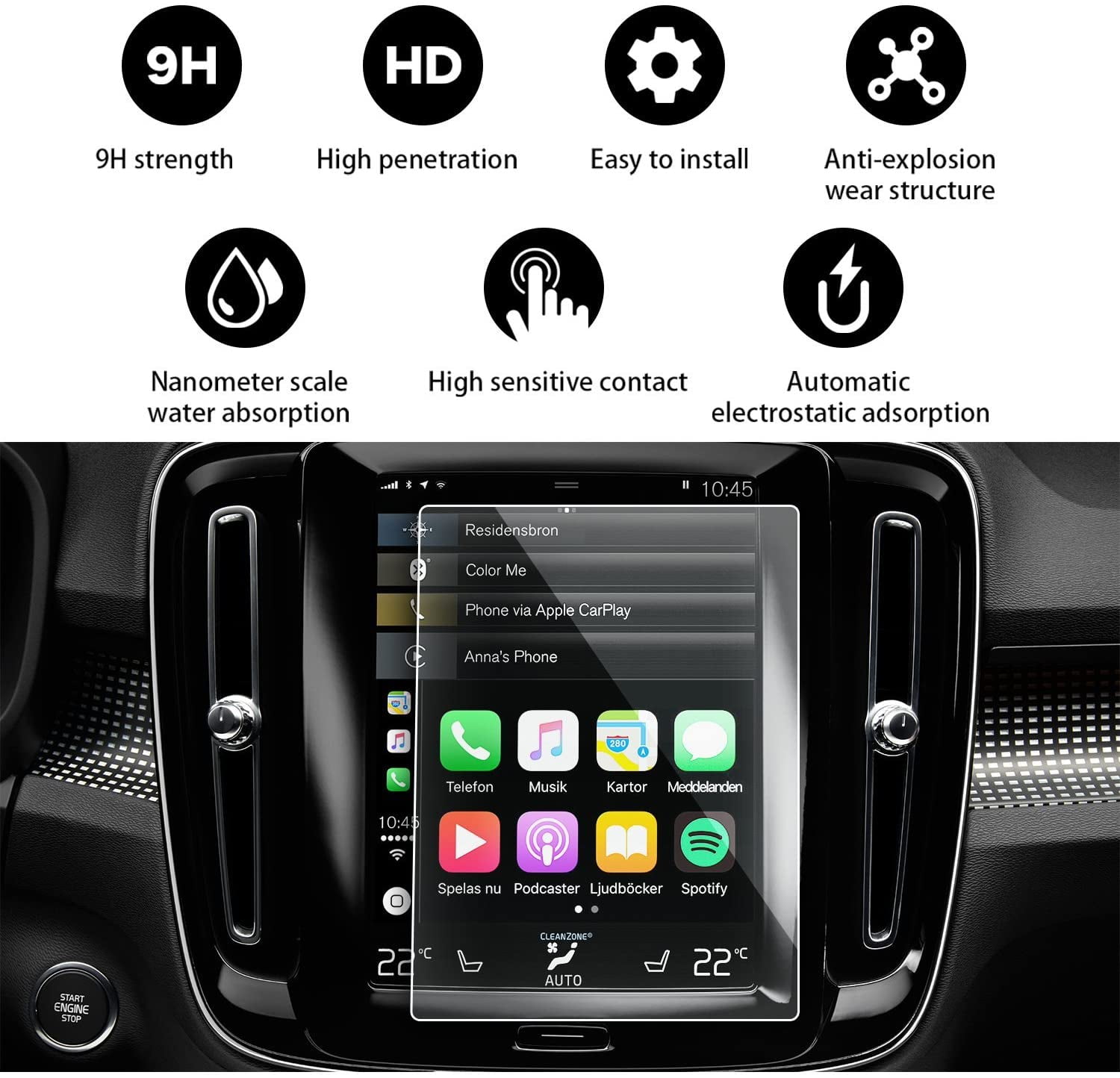 YEE PIN 2018 2019 Volvo XC40 Sensus Navigation System 8.7 Inch in-Dash ...