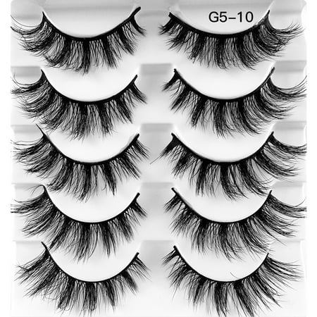 Qiaoxi 5 Pairs Thick False Eyelashes 8D Fried Curly Multi-layer Cross ...