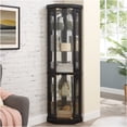JERFIT Black Corner Curio Cabinet with Lights, Glass Display Case for ...