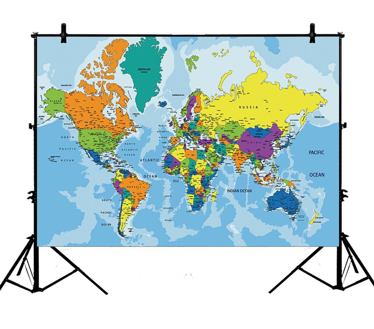 PHFZK 7x5ft Educational Backdrops, Colorful World Map Photography ...