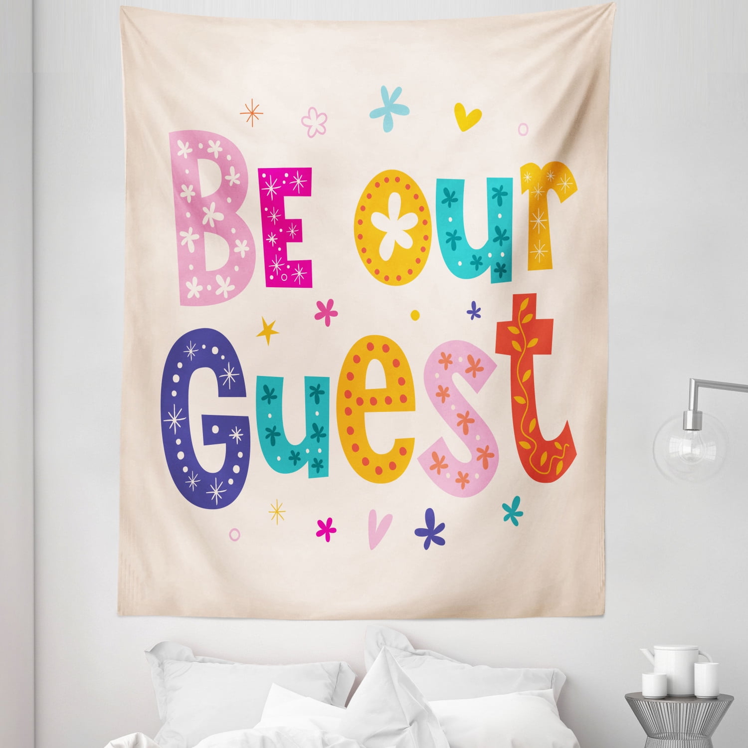 Be Our Guest Tapestry, Words of Invitation with Cheery Colorful ...