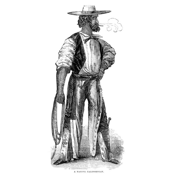 California: Vaquero, 1852. /Na Native Californian 'Vaquero.' Wood ...
