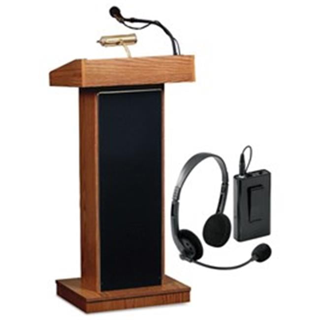 Oklahoma Sound® Orator Lectern with Wireless Headset Mic, Medium Oak ...