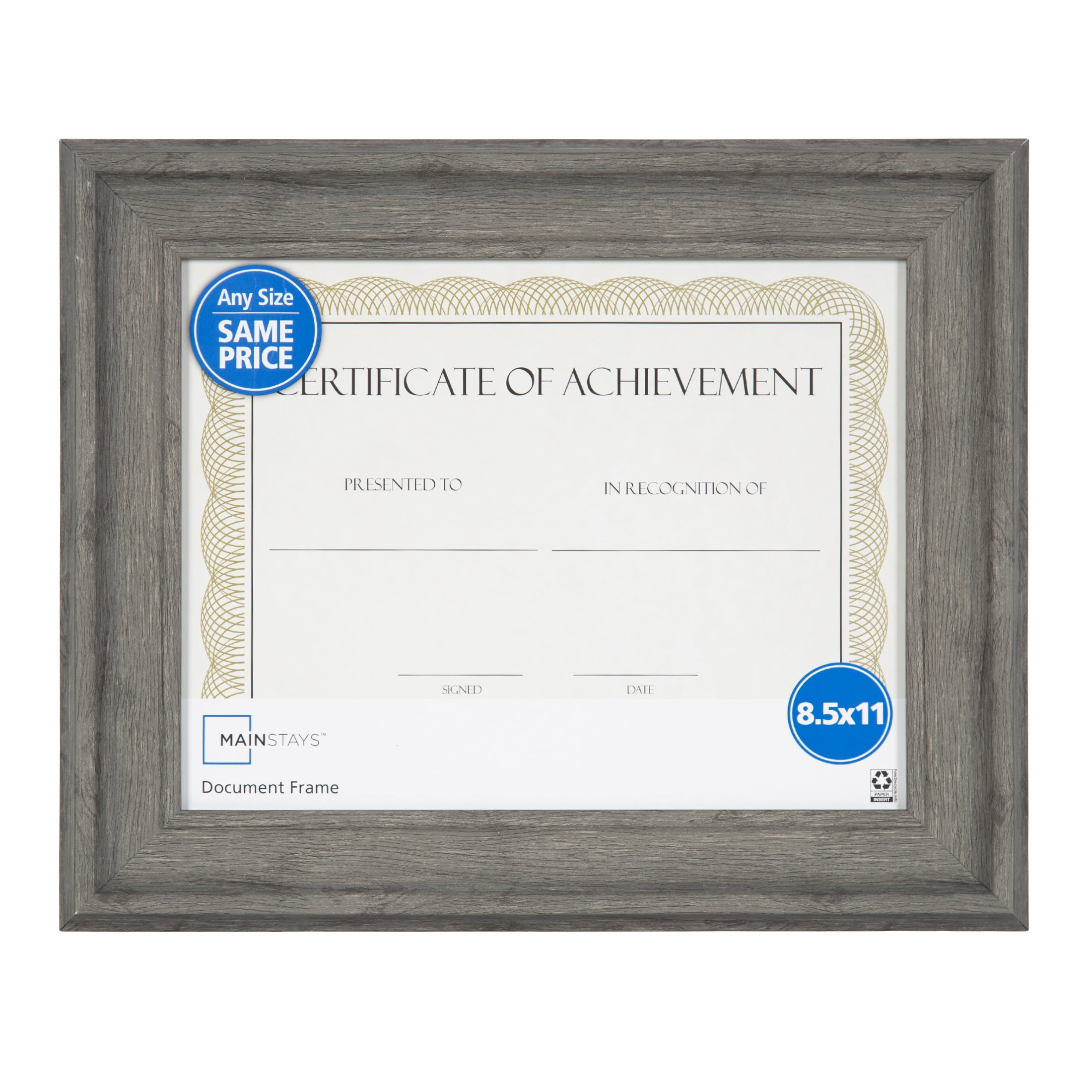 Mainstays 8.5x11 Curved Decorative Document Wall Picture Frame, Gray ...