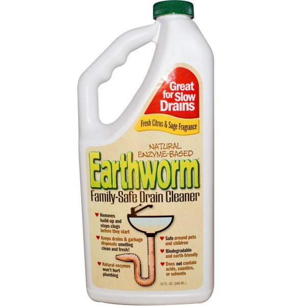 Earthworm, Family-Safe Drain Cleaner, Fresh Citrus & Sage Fragrance, 32 ...