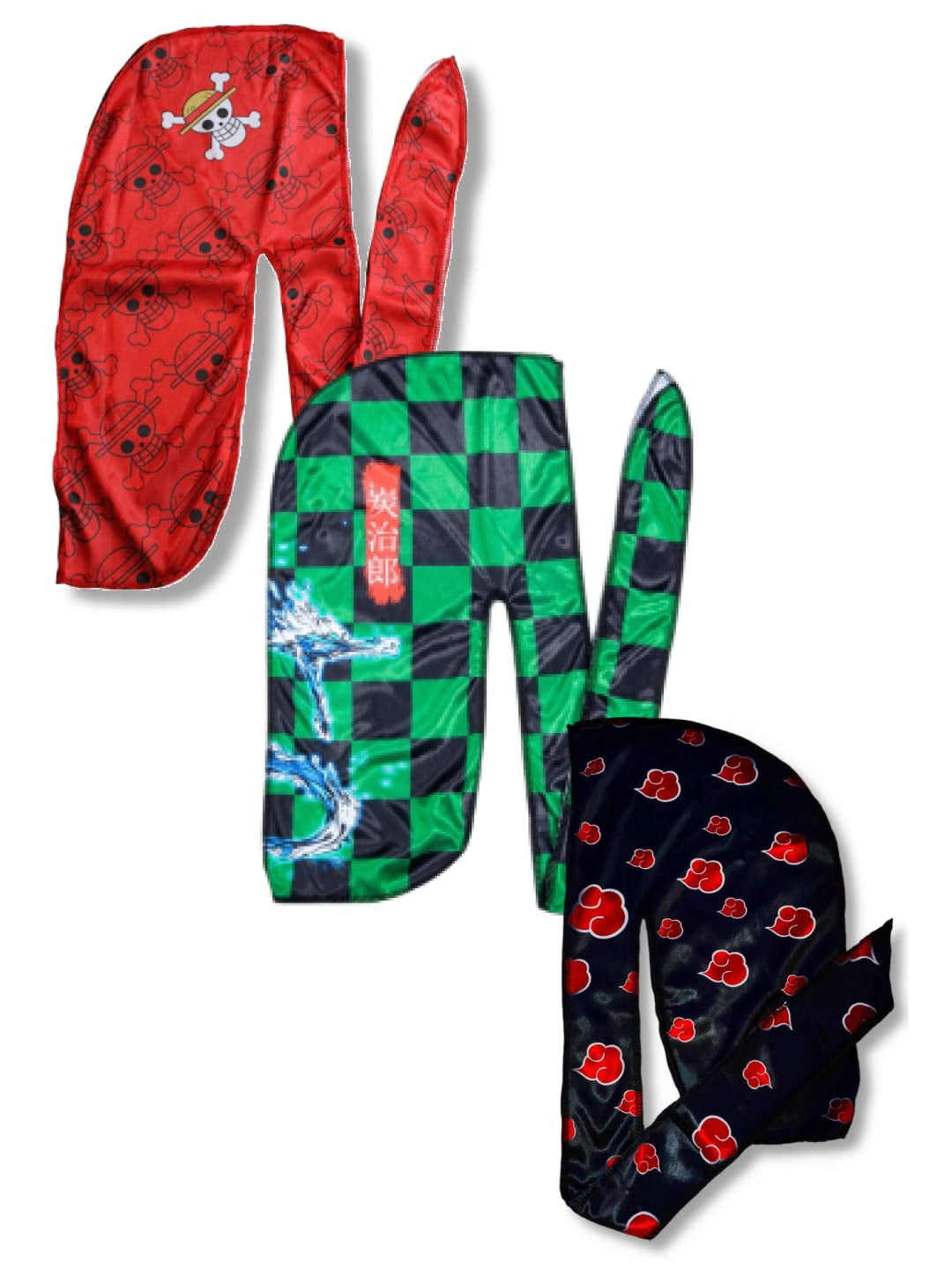 Silky Anime Durag Trinity - 3pcs Set Durag with Long Tails and ...