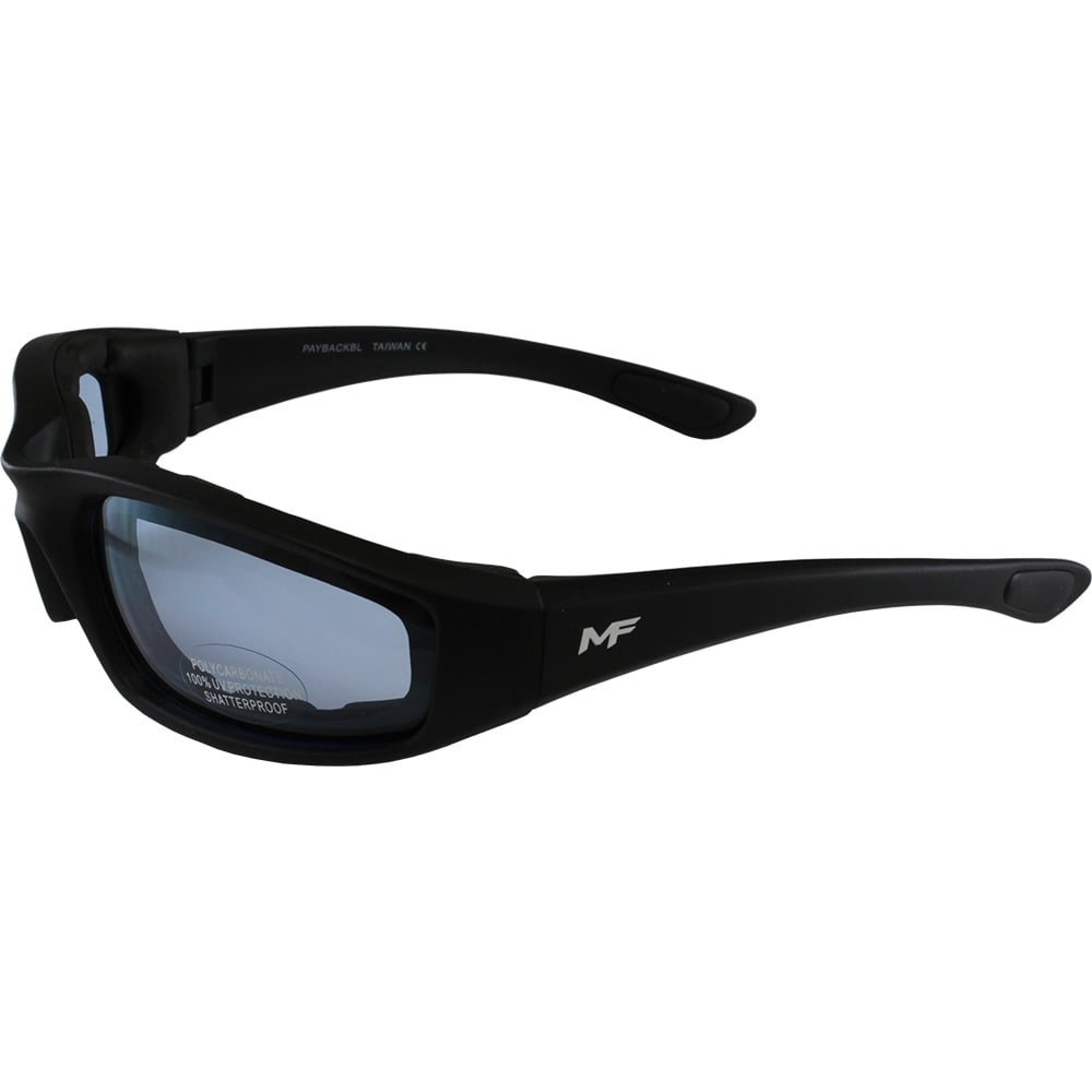MotoFrames MF Payback Padded Motorcycle Sunglasses Black Frames (Black ...