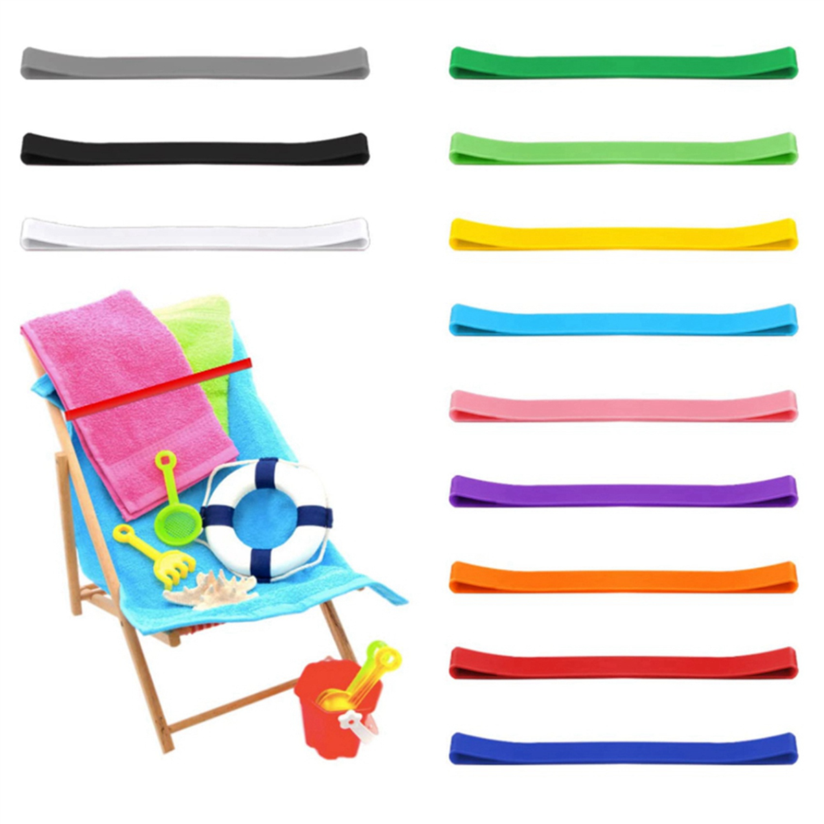 Click here for Unbranded 24 Pcs Beach Towel Bands elastic Beach T... prices