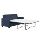 Devon Sleeper Sofa with certified Memory Foam Mattress, Blue Linen ...